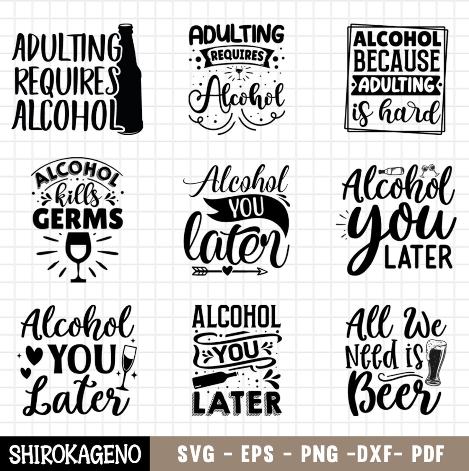 Alcohol Svg Bundle, Shot Glass Quotes Svg, Tequila Svg, Funny Drinking ...