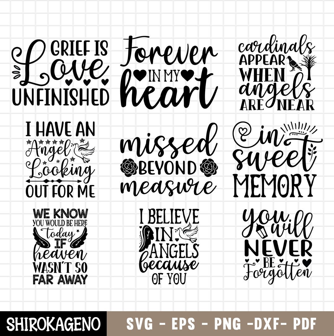 Memorial Svg Bundle, Bereavement Svg, Memorial Quotes Svg, Sympathy Svg ...