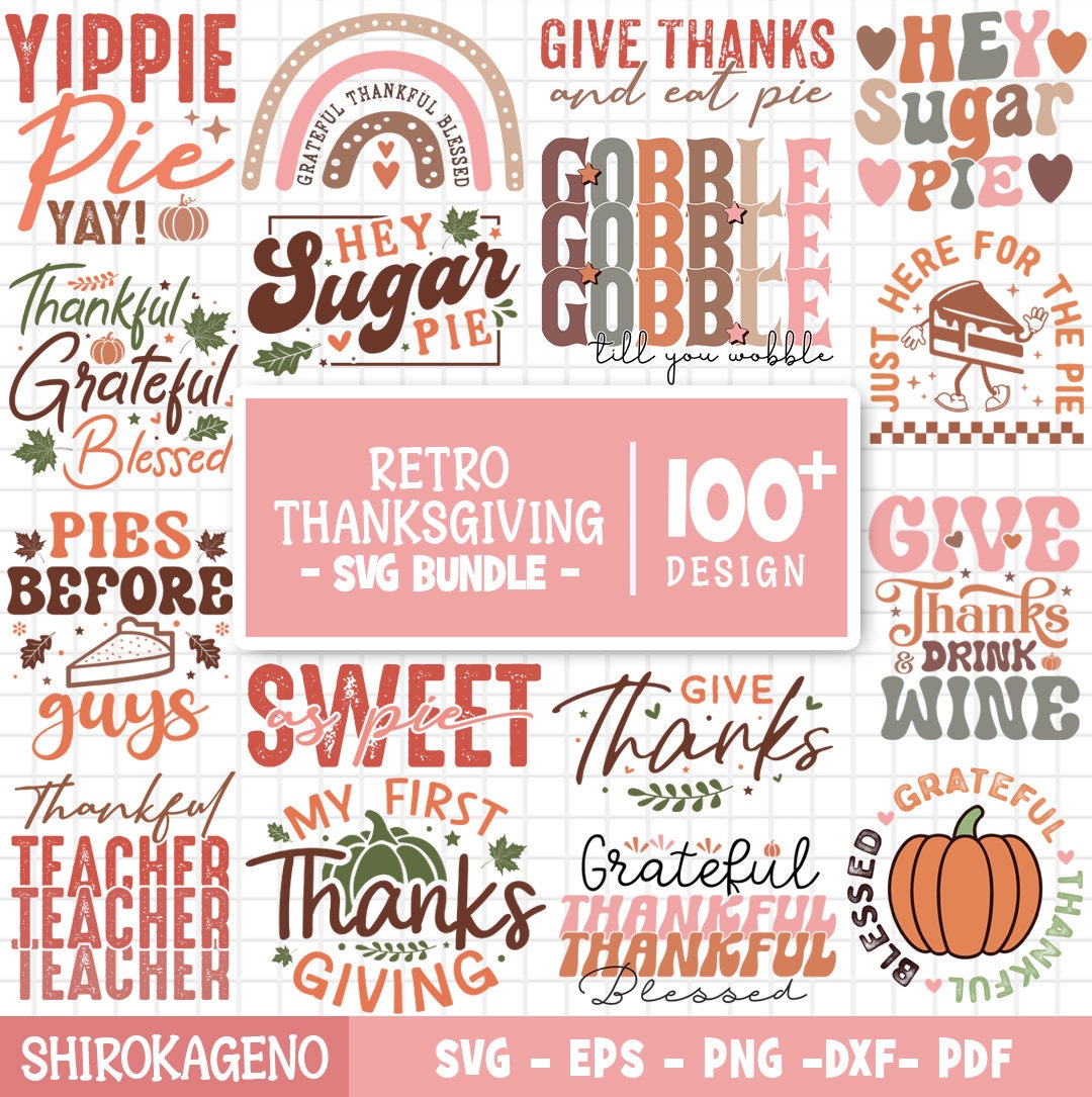 Retro Thanksgiving Svg Bundle, Fall Autumn Svg, Pumpkin Svg, Fall Svg ...