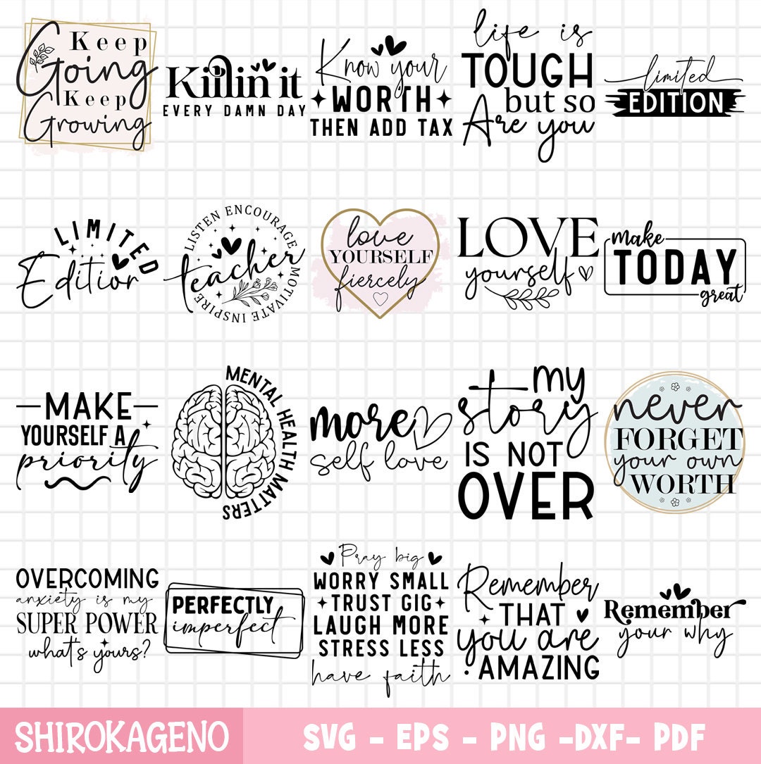 Motivational Svg Bundle, Inspirational Quotes Svg, Self Love Svg Bundle ...