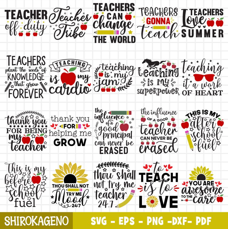 Teacher Svg Bundle, Teacher Quote Svg, School Svg, Teacher Life Svg ...