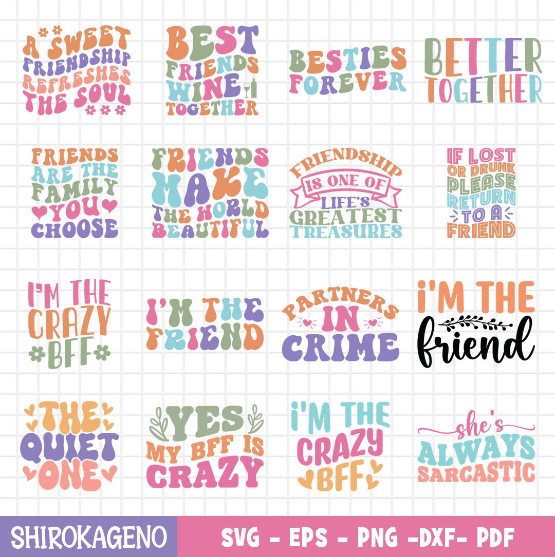 Retro Friendship Svg Bundle, Friends Svg, Best Friends Svg, Friendship ...