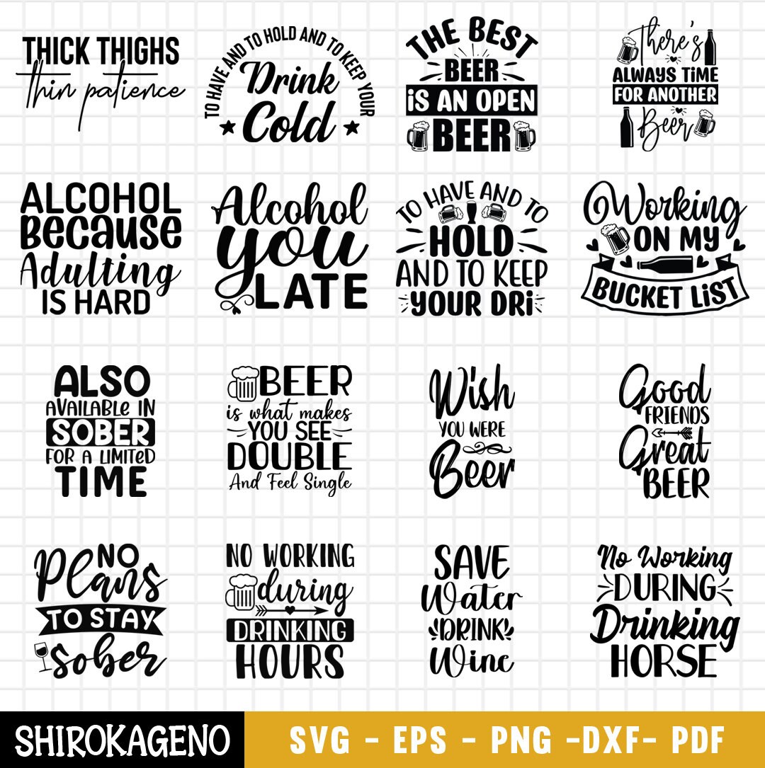 Alcohol Svg Bundle, Shot Glass Quotes Svg, Tequila Svg, Funny Drinking ...