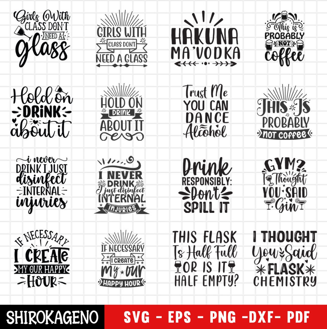 Flask Quotes Svg Bundle, Funny Drinking Quotes Svg, Alcohol Sayings ...