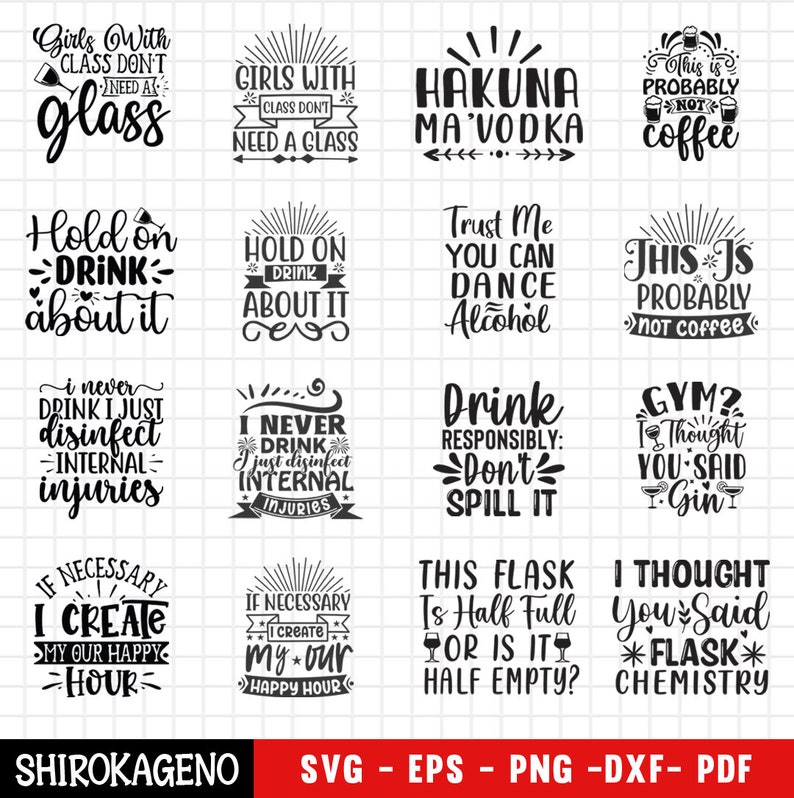 Flask Quotes Svg Bundle, Funny Drinking Quotes Svg, Alcohol Sayings ...