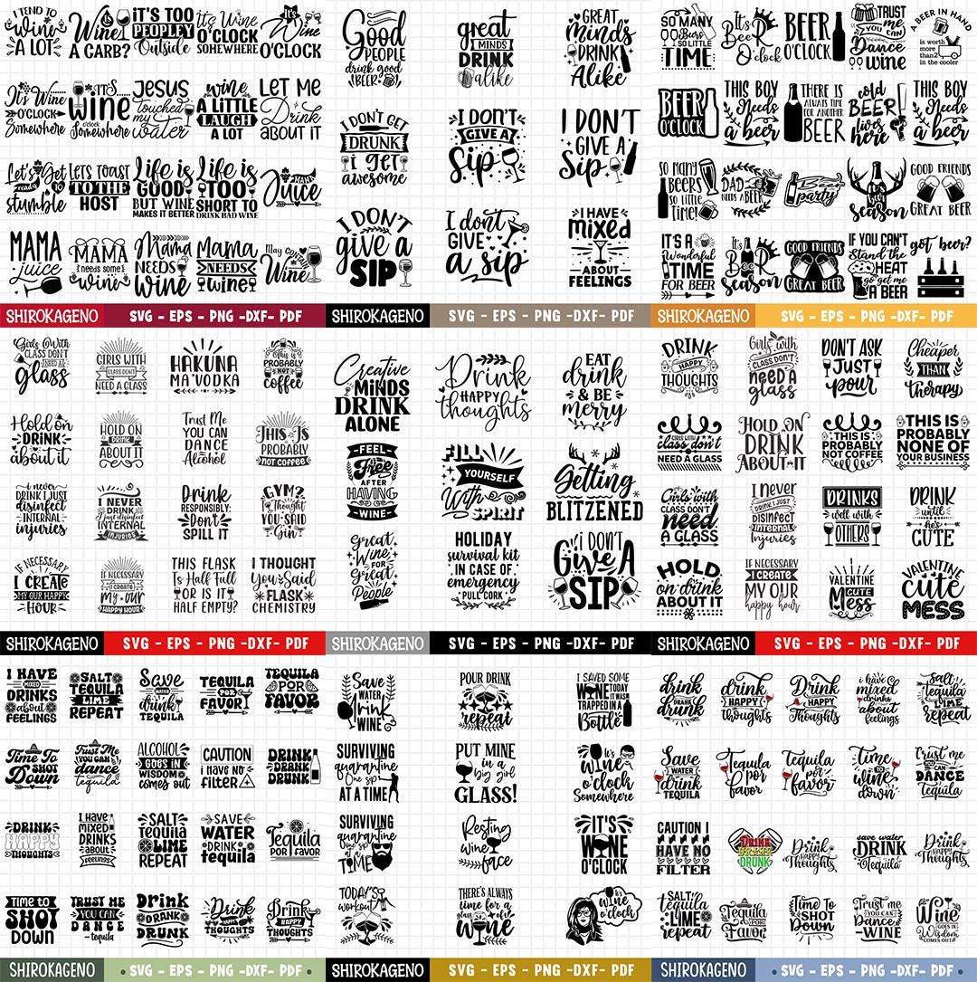 940+ ALCOHOL MEGA SVG Design Bundle, Shot Glass Wrap Svg, Tequila Svg ...