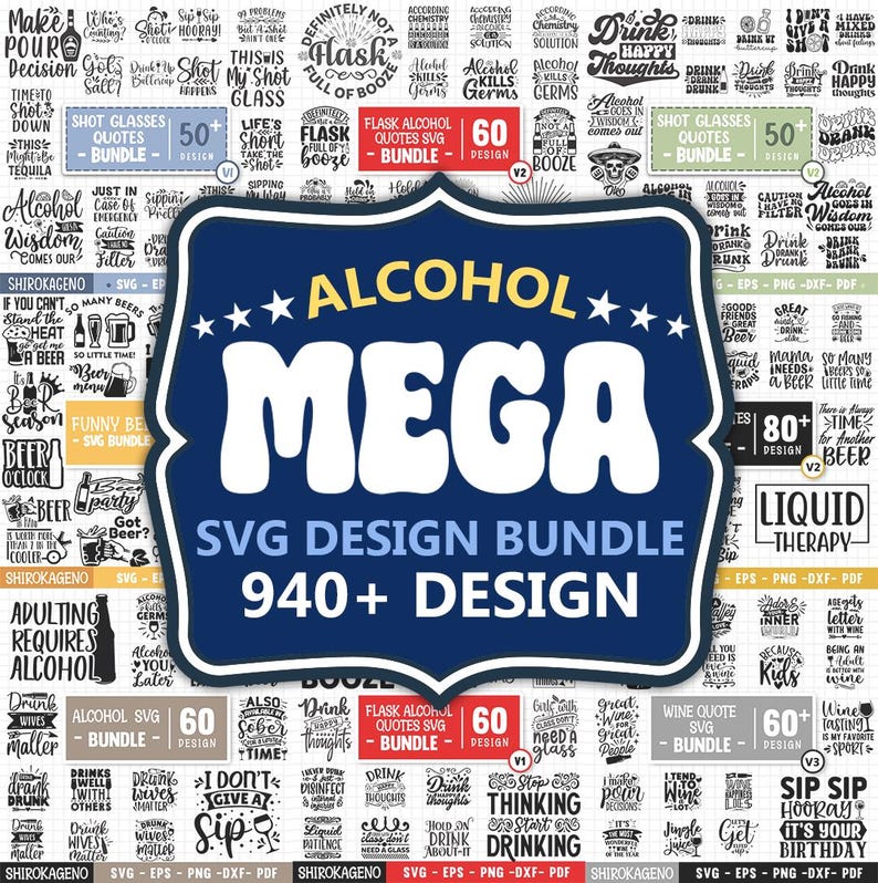 940+ ALCOHOL MEGA SVG Design Bundle, Shot Glass Wrap Svg, Tequila Svg ...