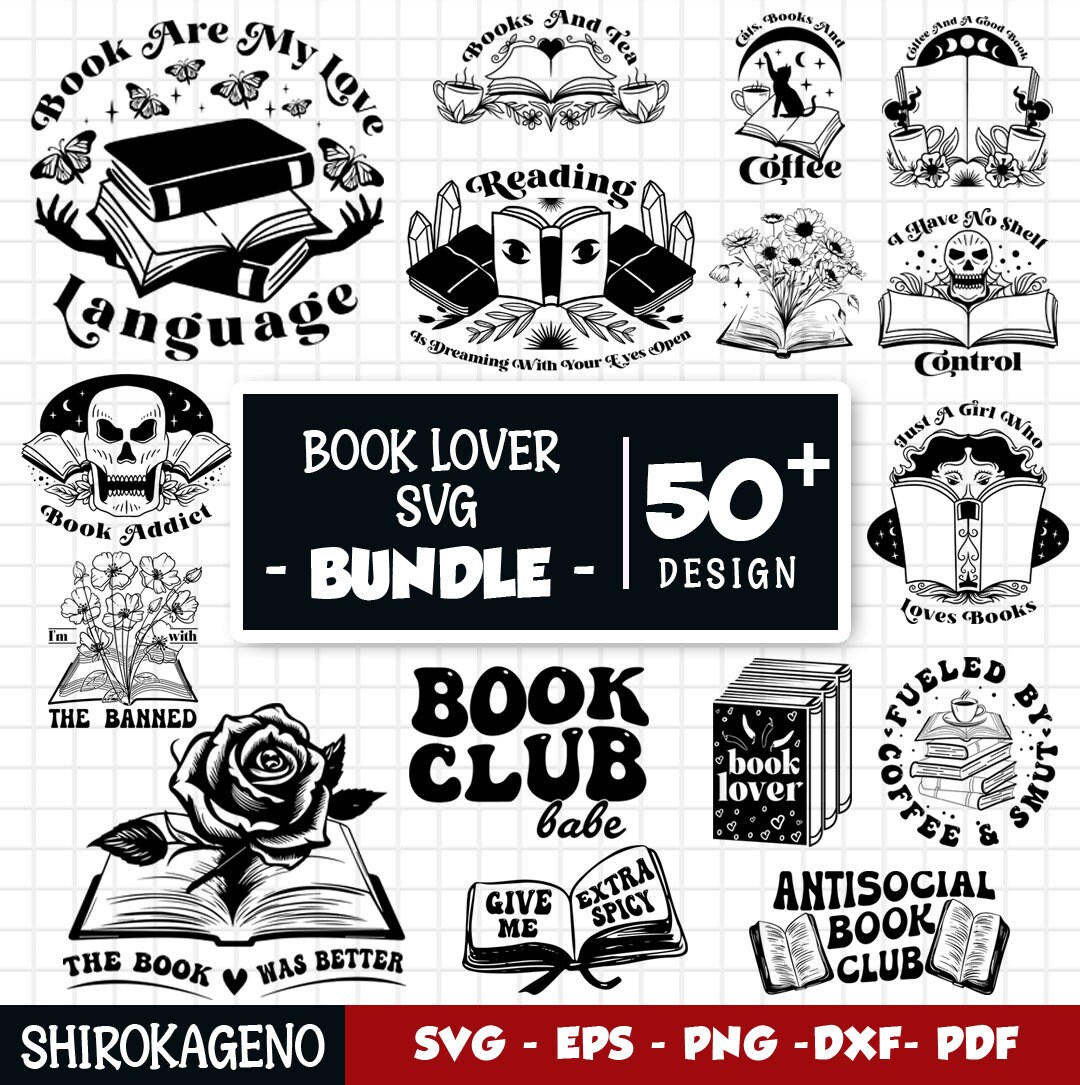 Book Lovers Svg Bundle, Reading Book Svg, Book Quotes Svg, Book Svg ...