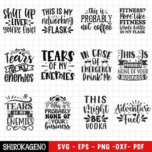 Flask Quotes Svg Bundle, Funny Drinking Quotes Svg, Alcohol Sayings ...