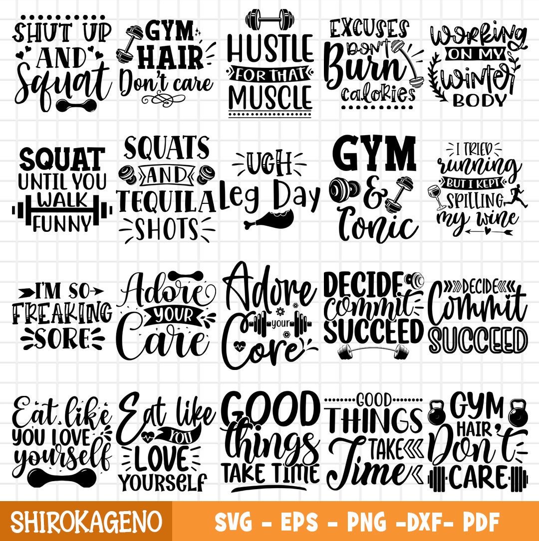 Funny Workout Motivation SVG Bundle, Workout Bundle SVG, Fitness SVG ...