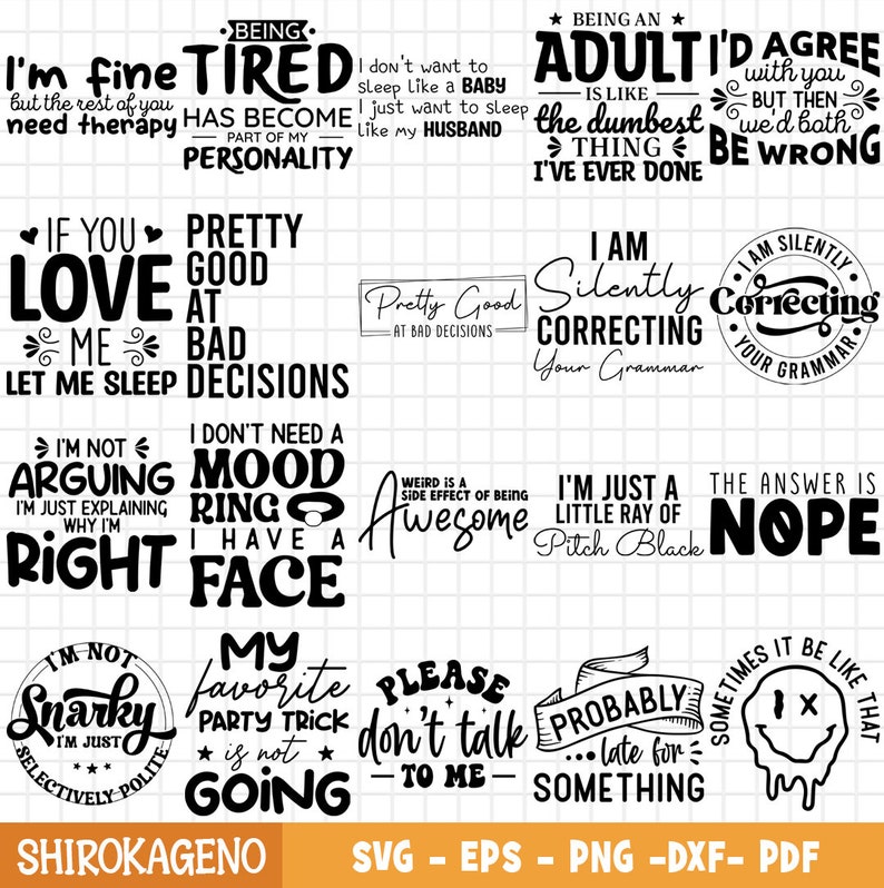 Funny Quotes Bundle Svg, Funny Svg, Motivational Svg, Inspirational ...