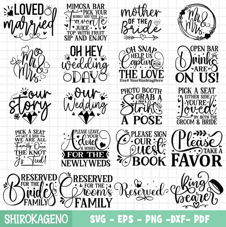 Wedding Signs Svg Bundle, Mr and Mrs Svg, Bride Svg, Groom Svg, Bridal ...