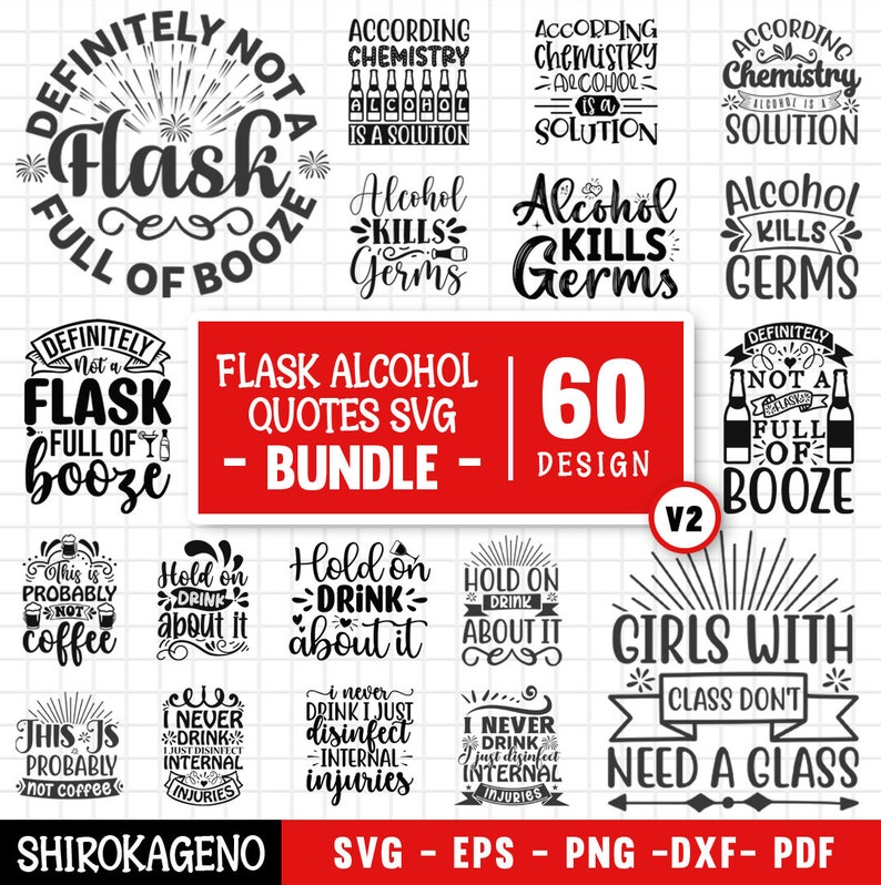 Flask Quotes Svg Bundle, Funny Drinking Quotes Svg, Alcohol Sayings ...