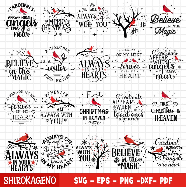 Christmas Cardinal Ornament Svg Bundle, Cardinal Memorial Quotes SVG ...
