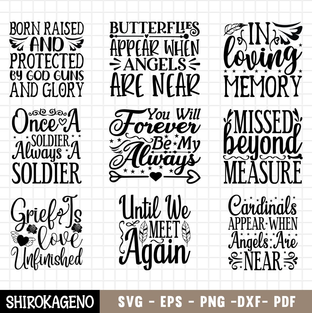 Memorial Svg Bundle, Bereavement Svg, Memorial Quotes Svg, Sympathy Svg ...