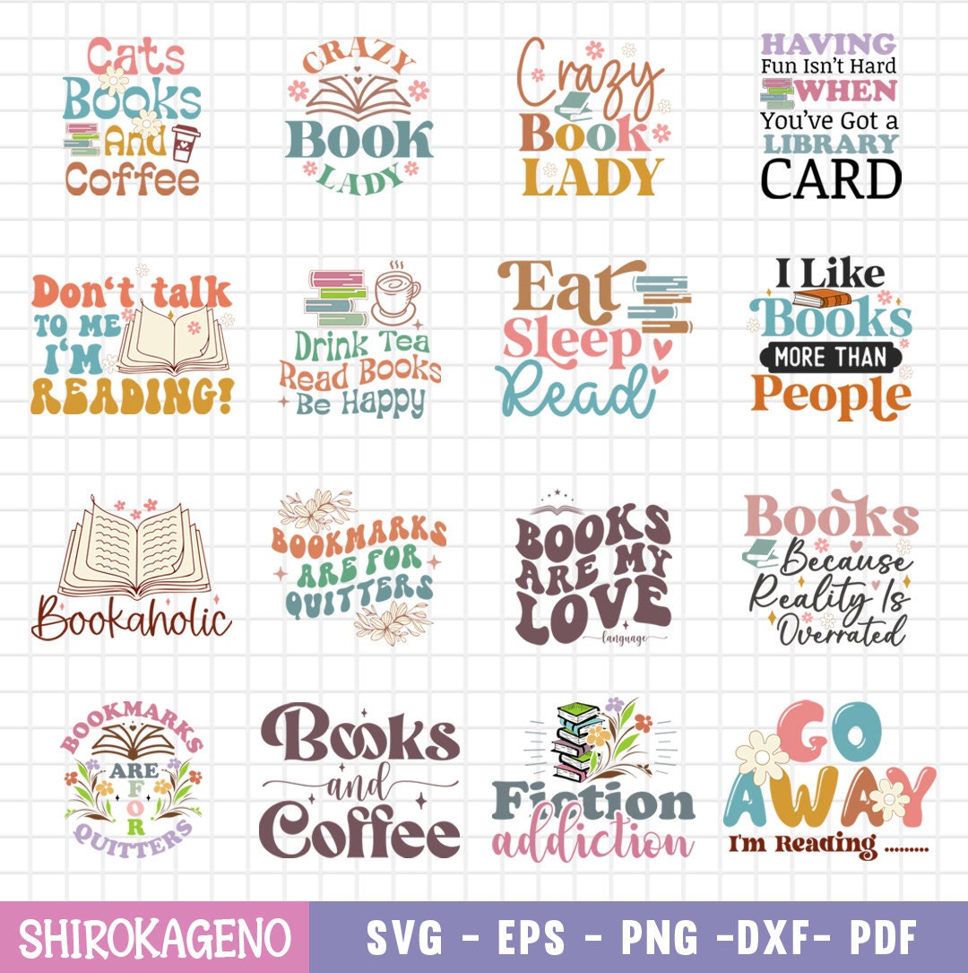 Book Lovers Svg Bundle, Reading Book Svg, Book Quotes Svg, Book Svg ...