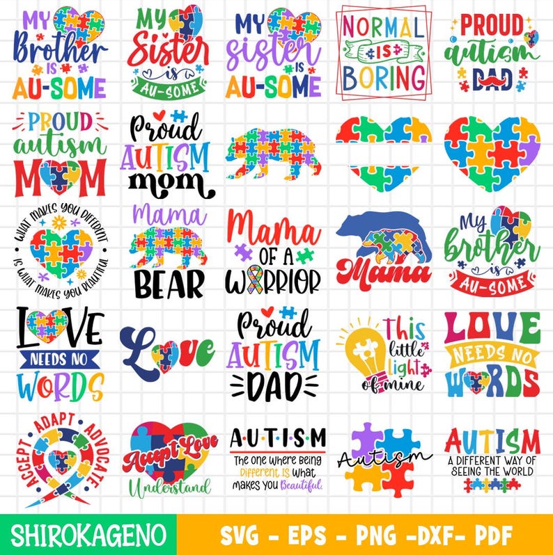 Autism Awareness Svg Bundle, Austism Svg, Austism Awareness Png, Puzzle ...