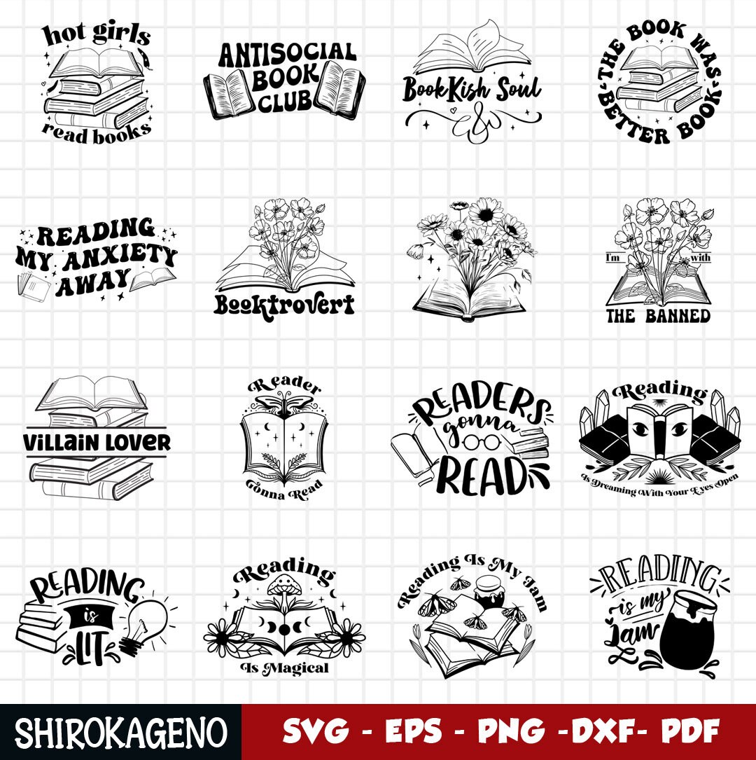 Book Lovers Svg Bundle, Reading Book Svg, Book Quotes Svg, Book Svg ...