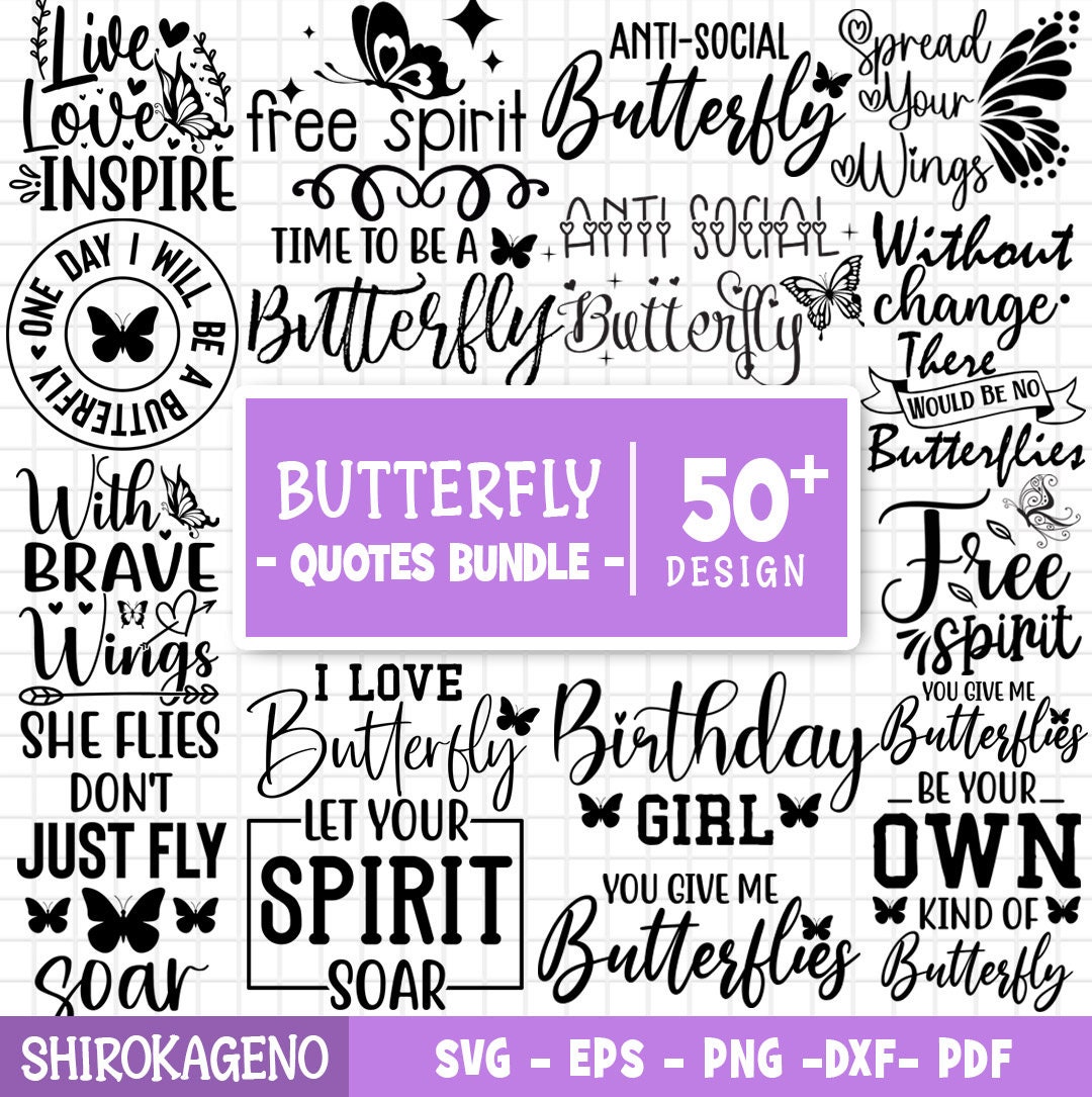 Butterfly Quotes Svg Bundle, Butterfly SVG PNG Layered, Butterfly Swarm ...