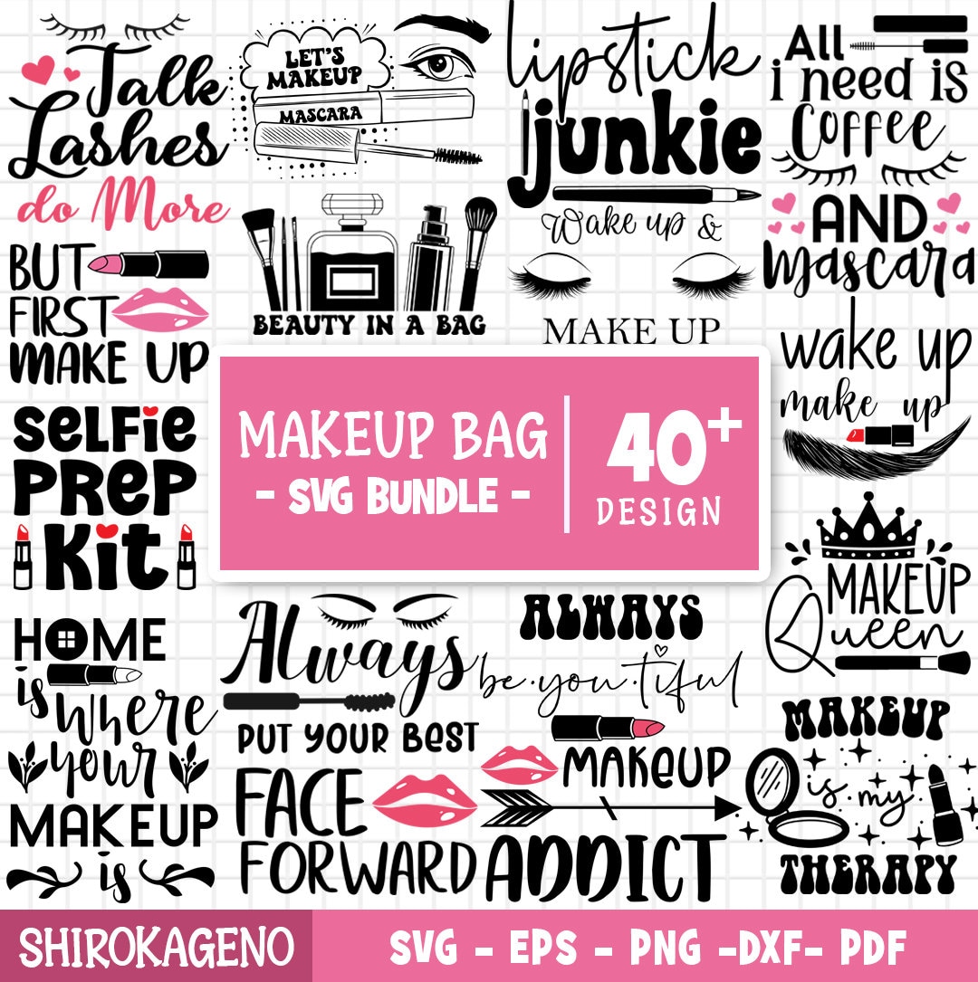 Makeup Bag Svg Bundle, Makeup Bag Design, Fashion Svg, Lipstick Svg ...