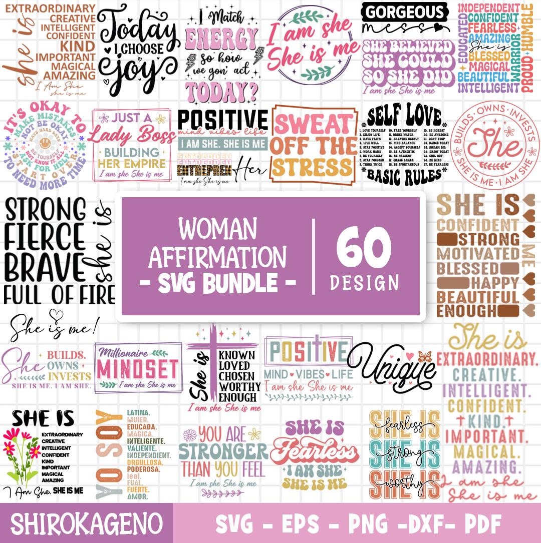 Woman Affirmation Svg Bundle, Women Empowerment Svg, Strong Woman Svg ...