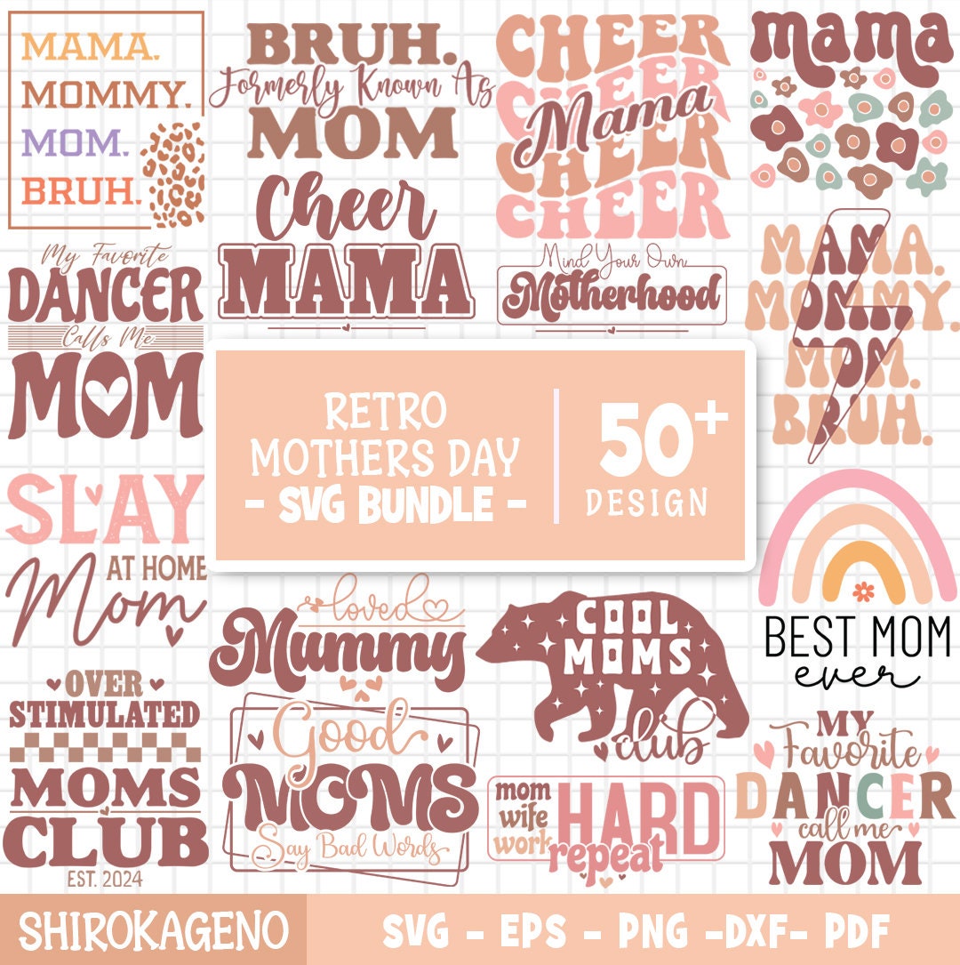 Retro Mothers Day Svg Bundle, Mom Life Svg, Mama Svg, Funny Mom Svg ...