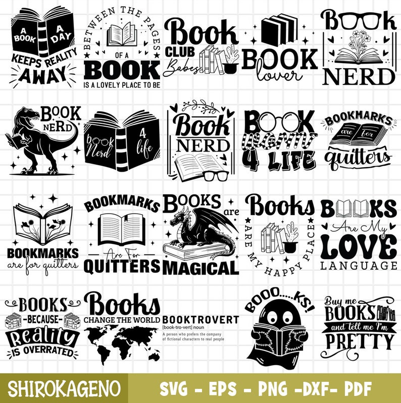 Book Lovers Svg Bundle, Reading Book Svg, Book Quotes Svg, Book Svg ...