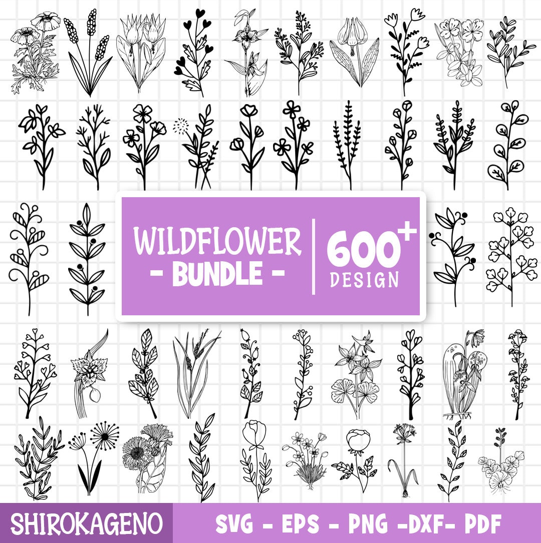600+ Wildflower SVG Bundle, Wildflower Vector, Wildflower Silhouette ...