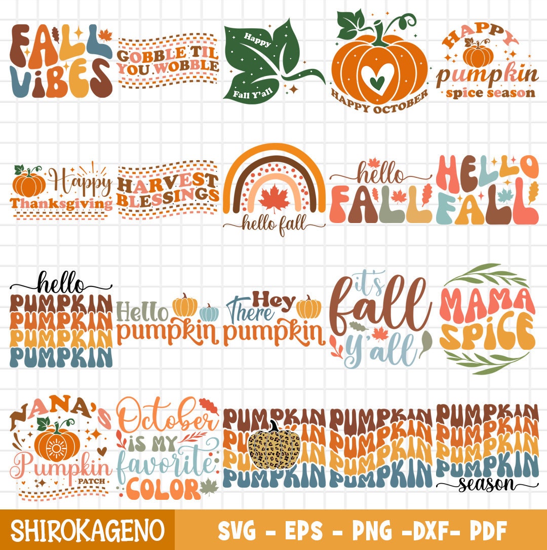 Fall Autumn Svg Bundle, Pumpkin Svg, Fall Svg, Autumn Svg, Thanksgiving ...