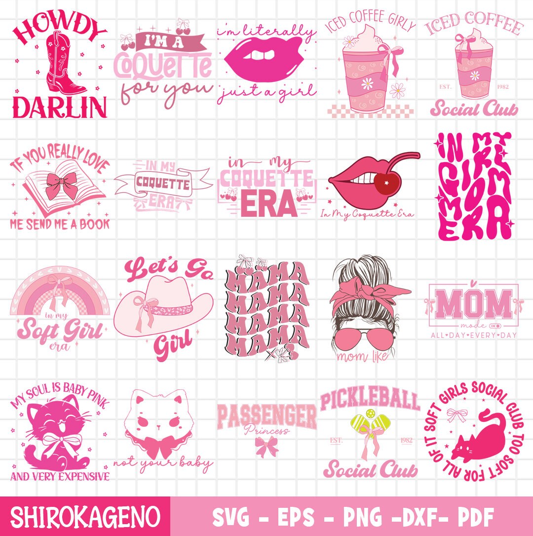 Vintage Coquette Svg Bundle, Coquette Era Svg, Pink Bow Svg, Cherry Svg ...