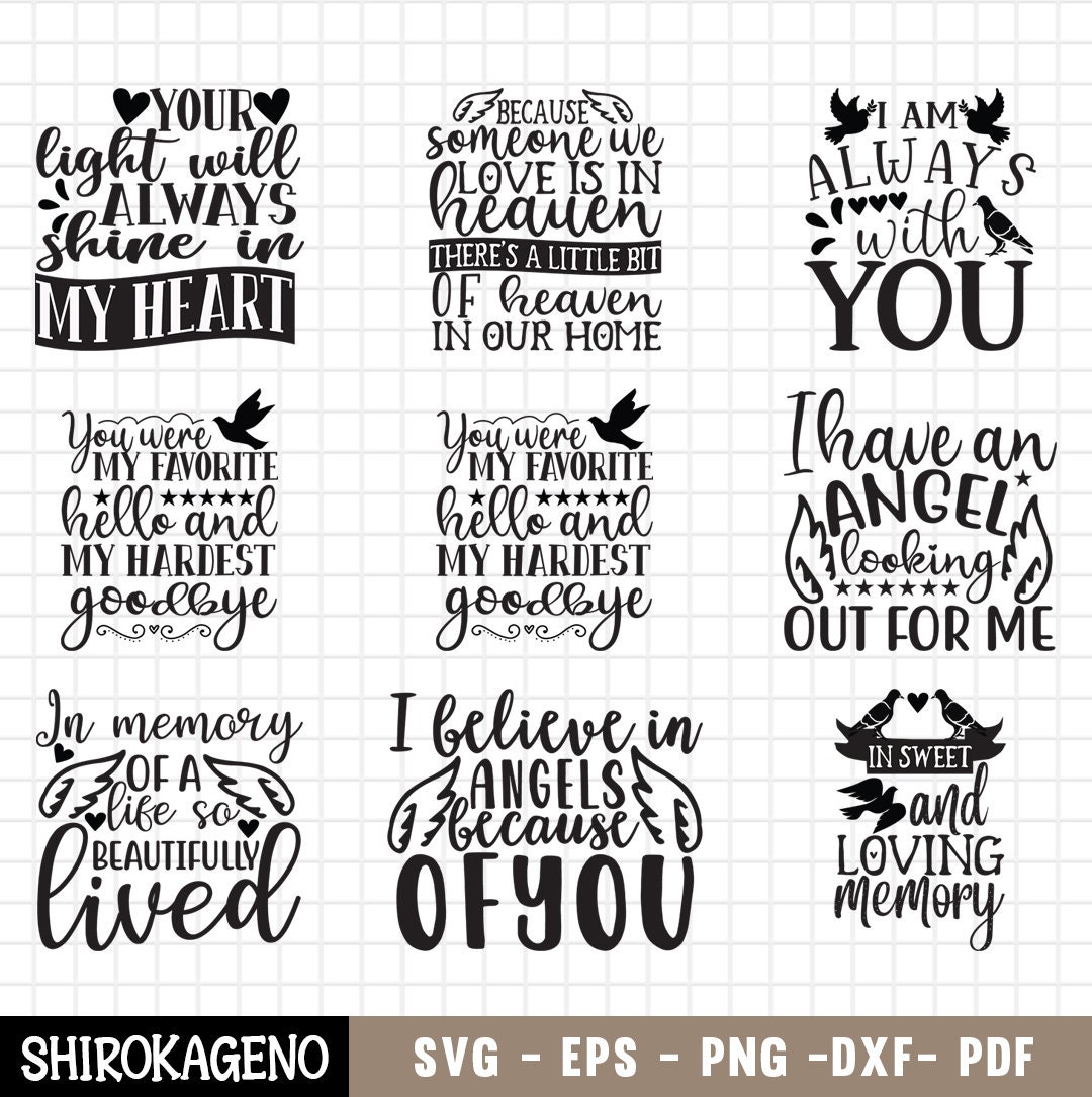 Memorial Svg Bundle, Bereavement Svg, Memorial Quotes Svg, Sympathy Svg ...