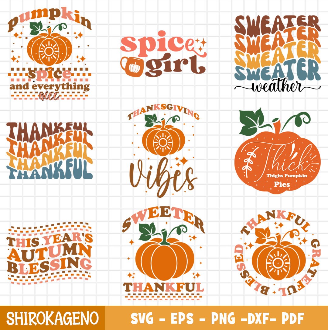 Fall Autumn Svg Bundle, Pumpkin Svg, Fall Svg, Autumn Svg, Thanksgiving ...