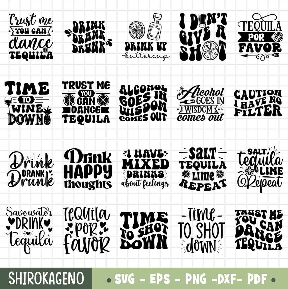 Shot Glass Quotes Svg Bundle, Shot Svg, Shot Glass Wrap Svg, Tequila ...