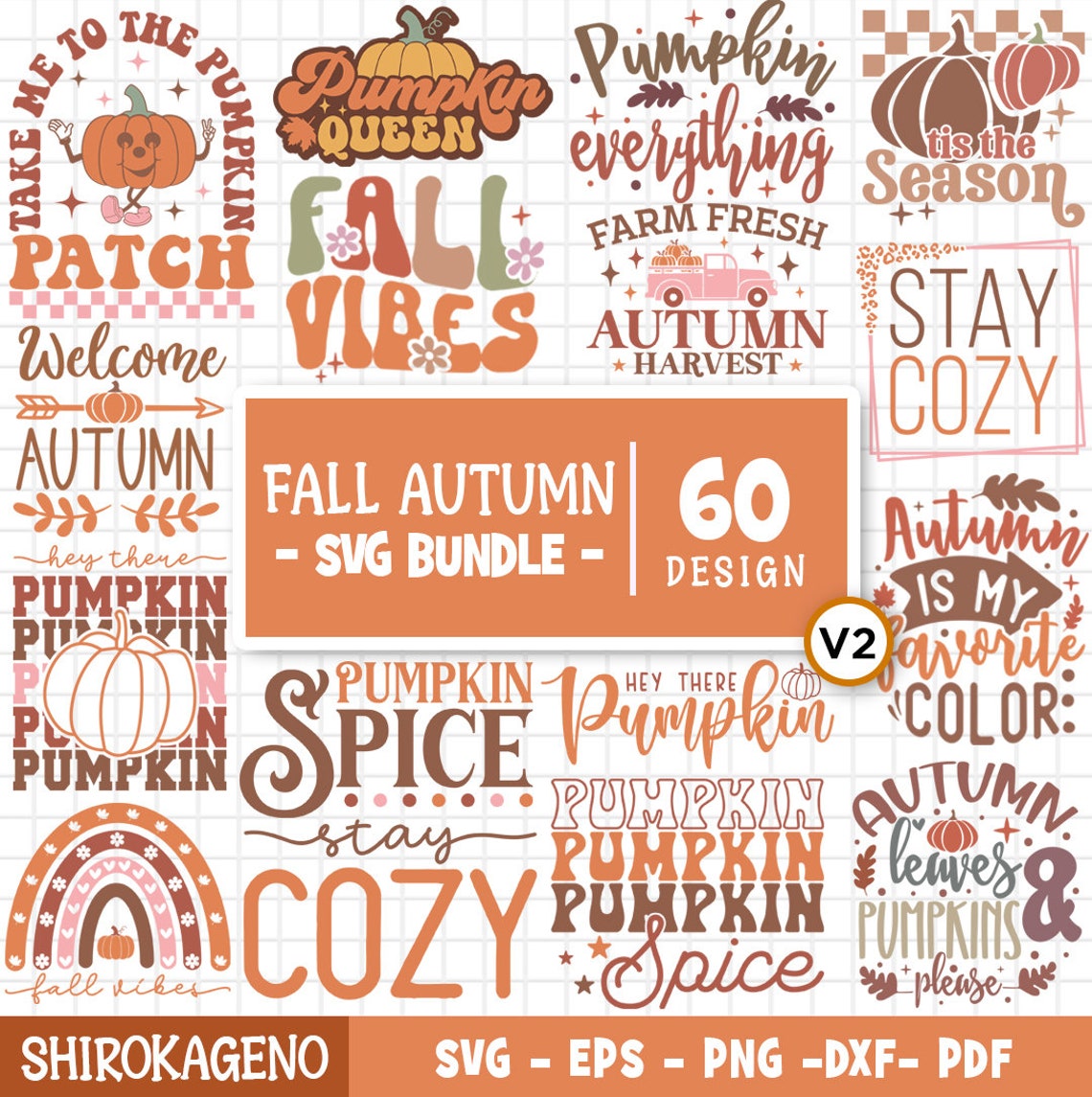Fall Autumn Svg Bundle, Pumpkin Svg, Fall Svg, Autumn Svg, Thanksgiving ...