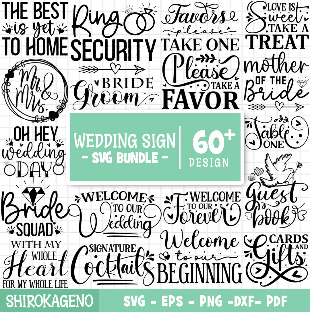 Wedding Signs Svg Bundle, Mr and Mrs Svg, Bride Svg, Groom Svg, Bridal ...