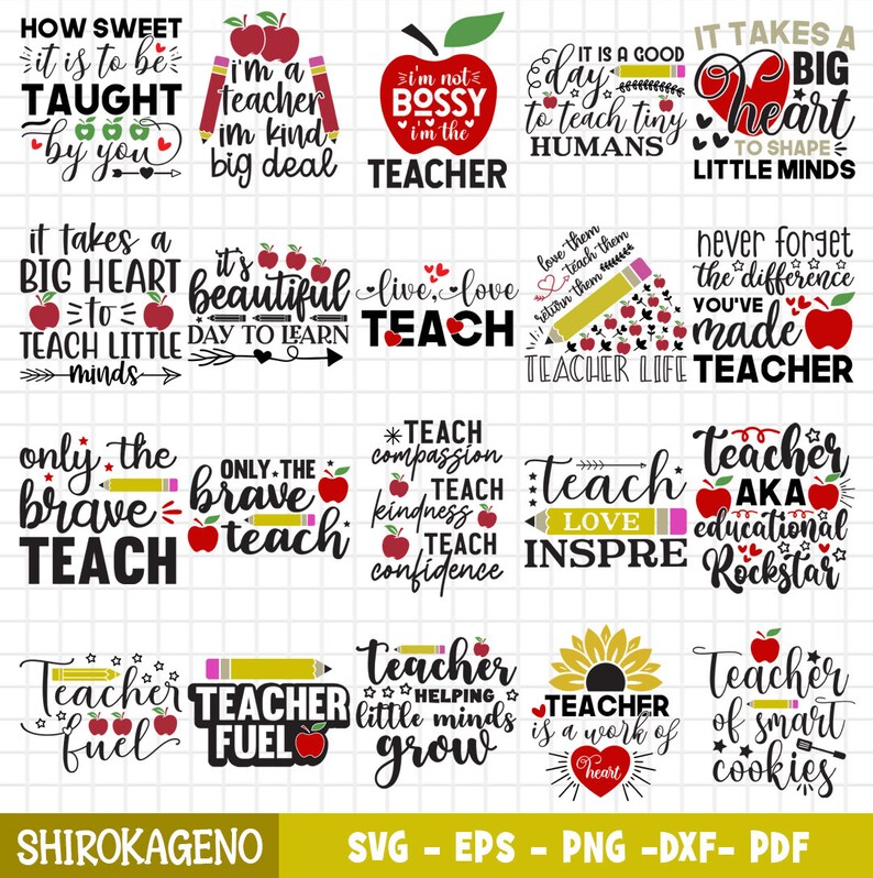 Teacher Svg Bundle, Teacher Quote Svg, School Svg, Teacher Life Svg ...