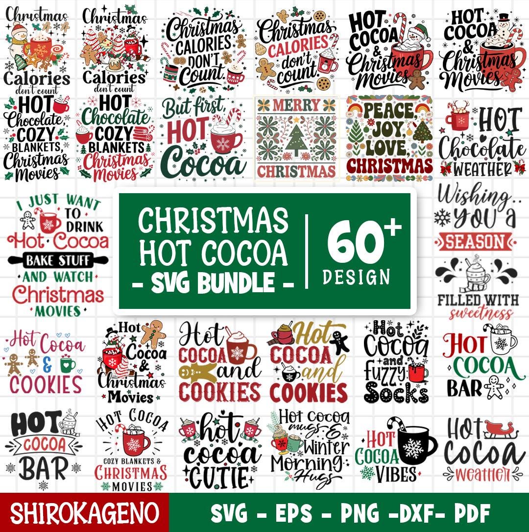 Hot Cocoa Bundle SVG Bundle, Vintage Christmas SVG, Christmas Svg ...