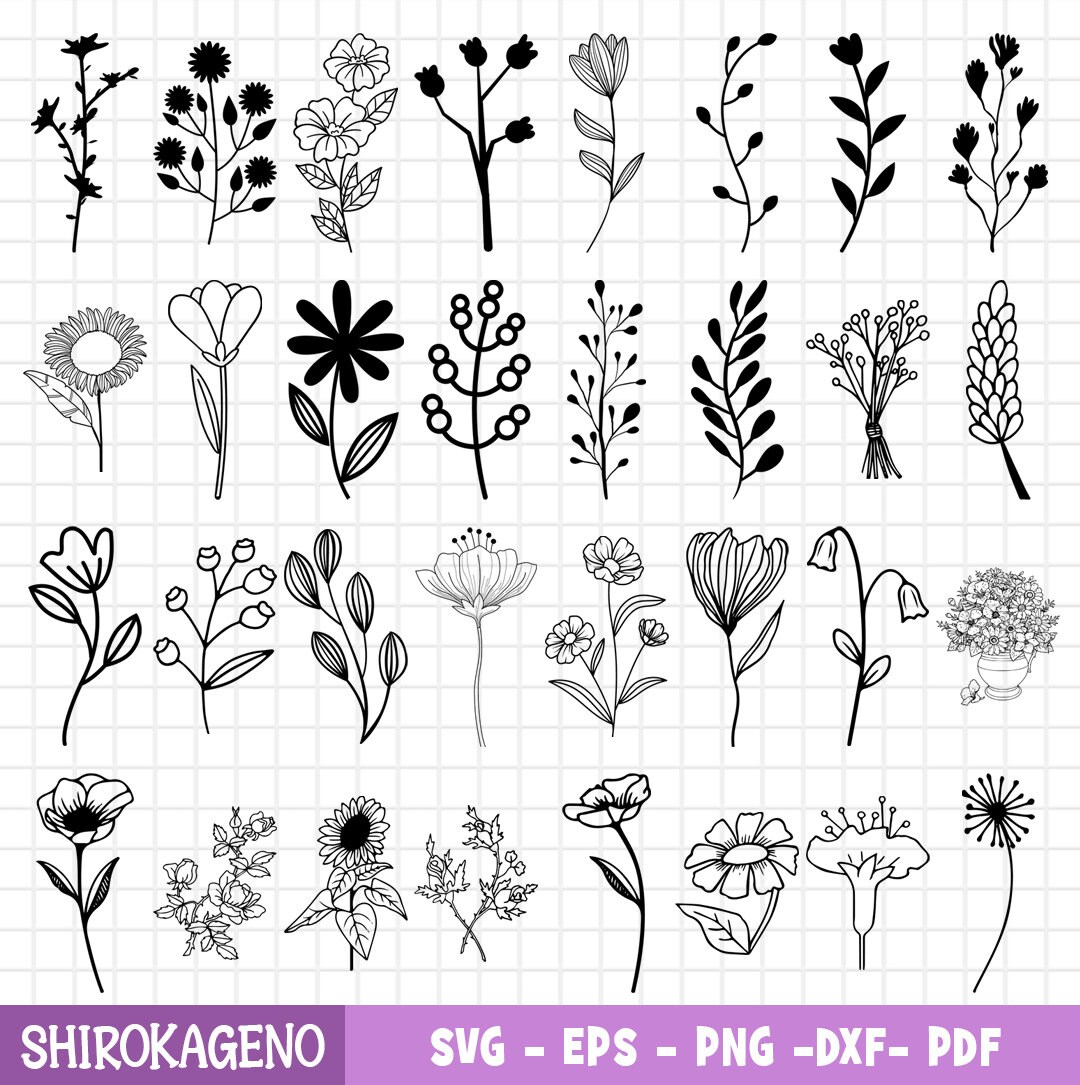 600+ Wildflower SVG Bundle, Wildflower Vector, Wildflower Silhouette ...