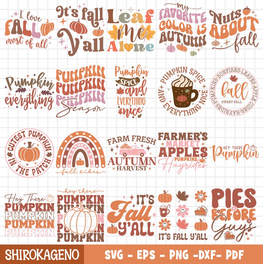 Fall Autumn Svg Bundle, Pumpkin Svg, Fall Svg, Autumn Svg, Thanksgiving ...