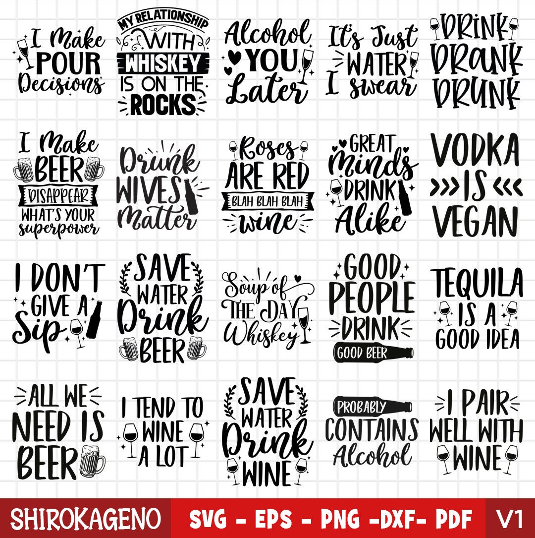 Funny Alcohol Svg Bundle, Shot Glass Quotes Svg, Tequila Svg, Funny ...