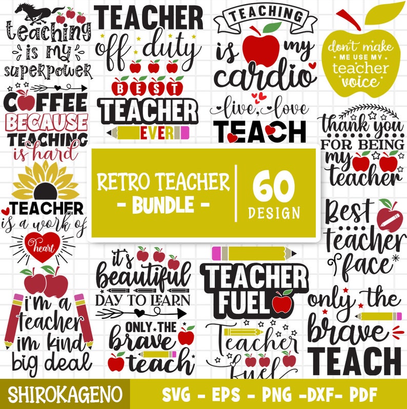 Teacher Svg Bundle, Teacher Quote Svg, School Svg, Teacher Life Svg ...