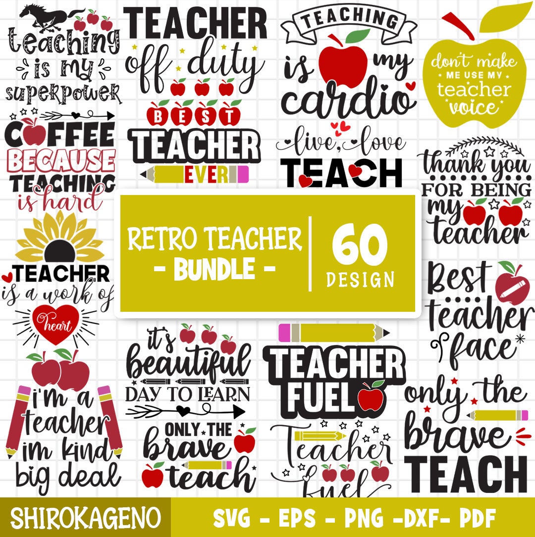 Teacher Svg Bundle, Teacher Quote Svg, School Svg, Teacher Life Svg ...