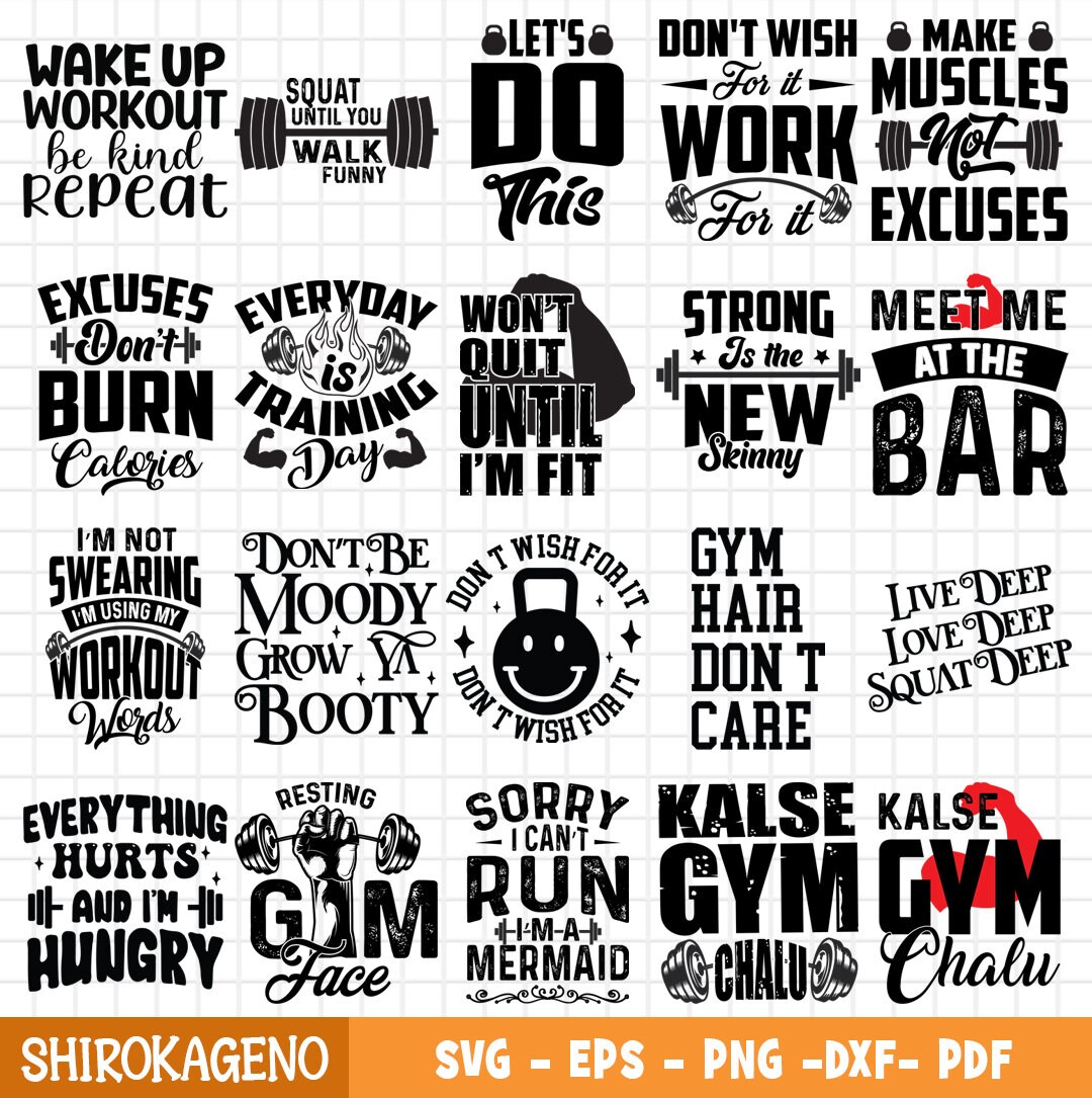 Funny Workout Motivation SVG Bundle, Workout Bundle SVG, Fitness SVG ...