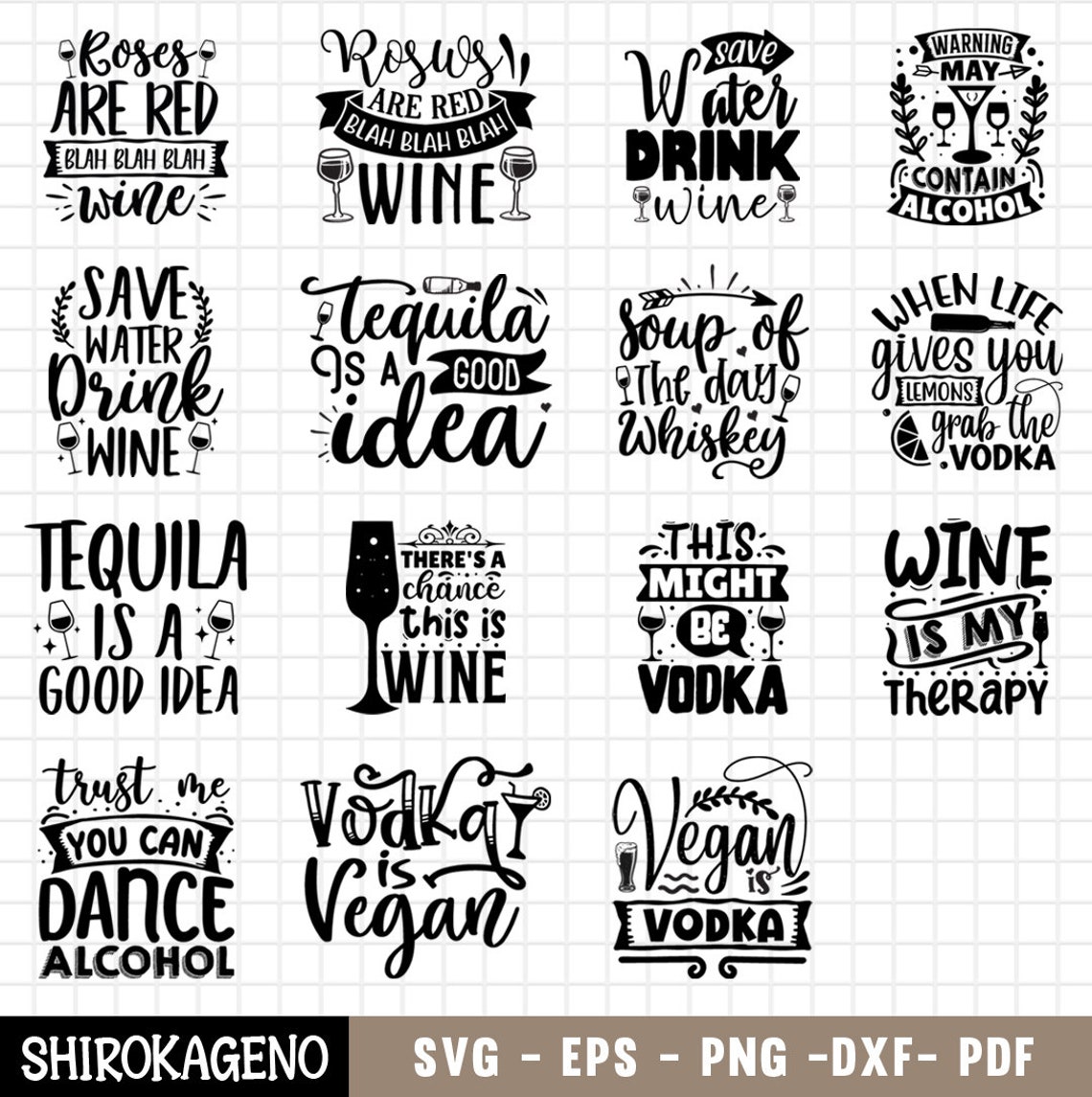 Alcohol Svg Bundle, Shot Glass Quotes Svg, Tequila Svg, Funny Drinking ...