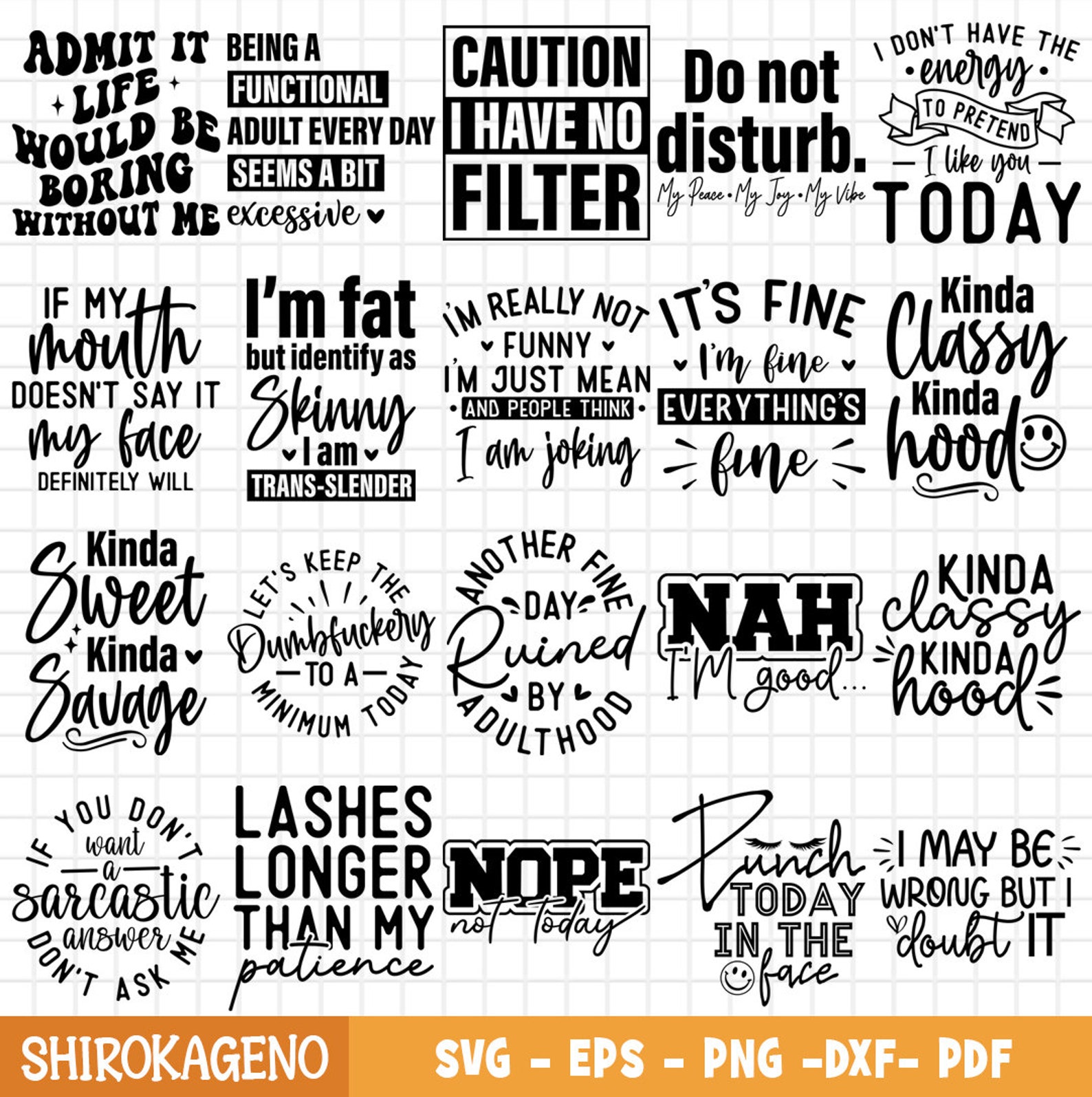 Funny Quotes Bundle Svg, Funny Svg, Motivational Svg, Inspirational ...