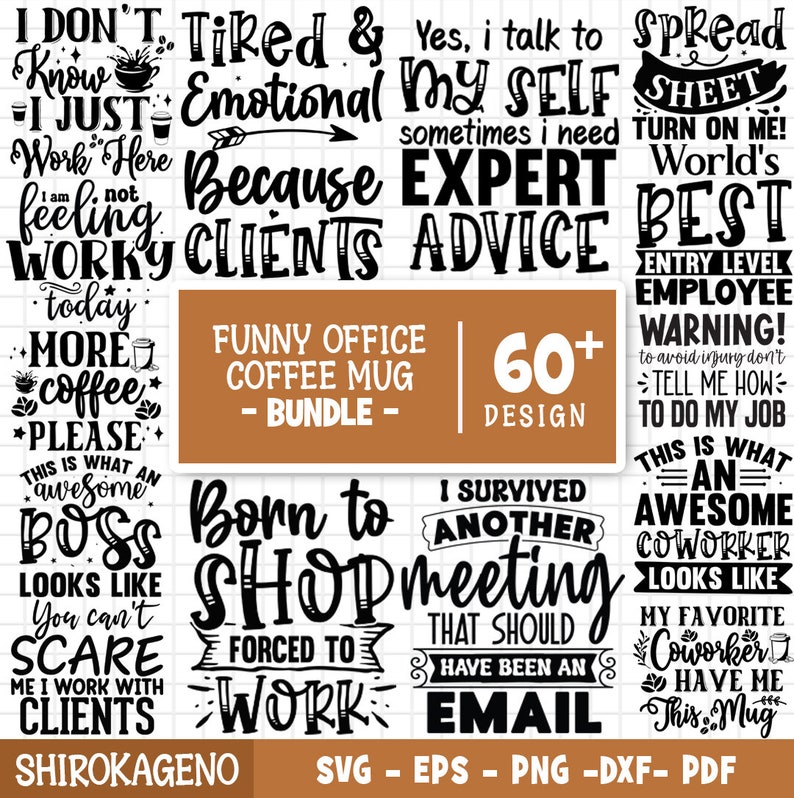 Funny Office Coffee Mug Svg Bundle, Coffee Mug Svg, Coffee Cup Svg ...