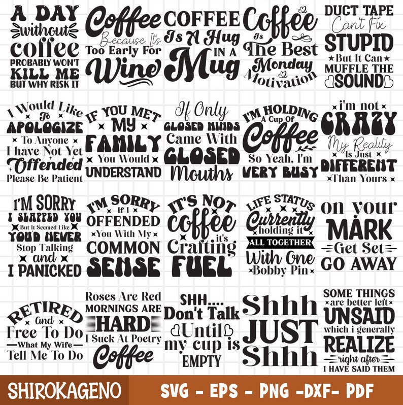 Funny Office Coffee Svg Bundle, Coffee Mug Svg, Coffee Cup Svg, Office ...