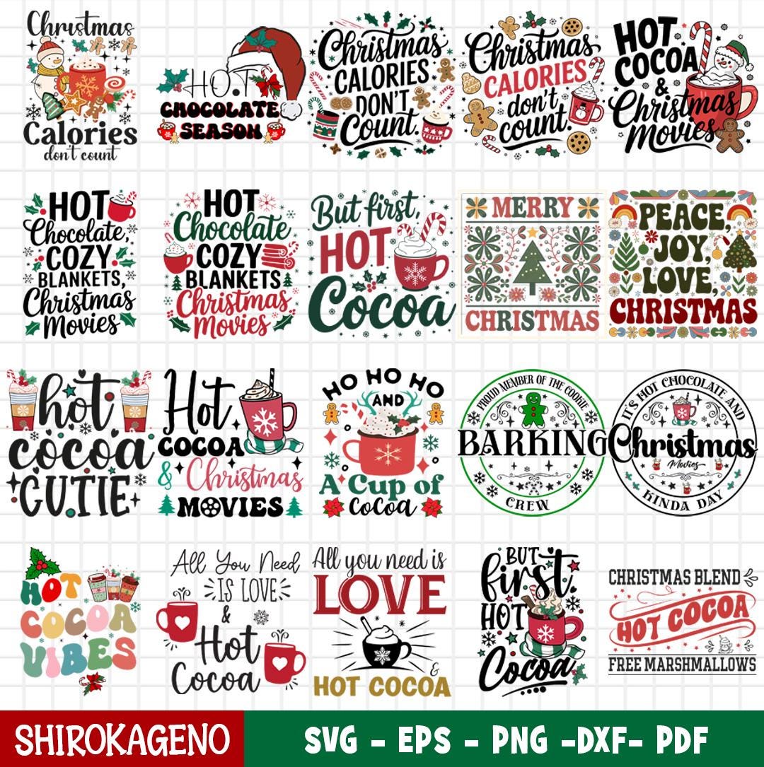 Hot Cocoa Bundle SVG Bundle, Vintage Christmas SVG, Christmas Svg ...