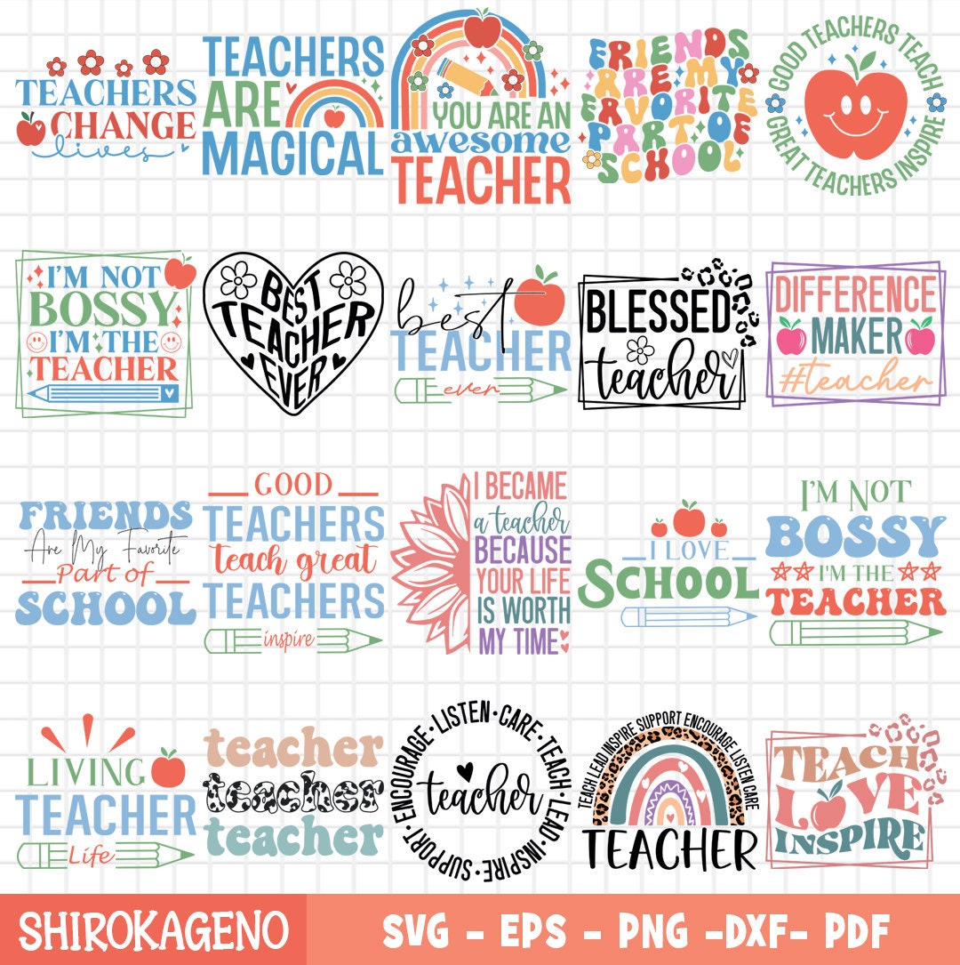 Teacher Svg Bundle, Teacher Quote Svg, School Svg, Teacher Life Svg ...