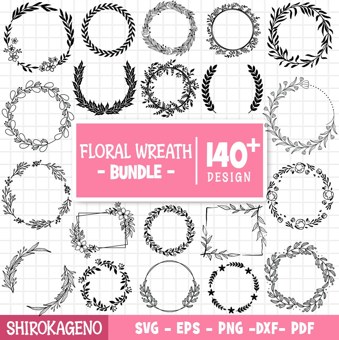 Floral Wreath Svg Bundle, Wreath Svg, Laurel Wreath Svg, Flower Svg ...